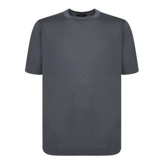 Dell'Oglio Blaues T-Shirt mit Rundhalsausschnitt und kurzen &Auml;rmeln - - Tops - Herren - Blau - 3XL