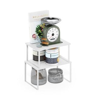 Furinno Ravel Mehrzweck erweiterbare, stapelbare K&uuml;chenarbeitsplattenregale, 2er-Set, Wei&szlig;/Wei&szlig;