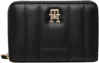 Tommy Hilfiger Femme, Accessoires, Noir, Taille: ONE Size Portefeuille zipp&eacute; matelass&eacute; Monogram Flag