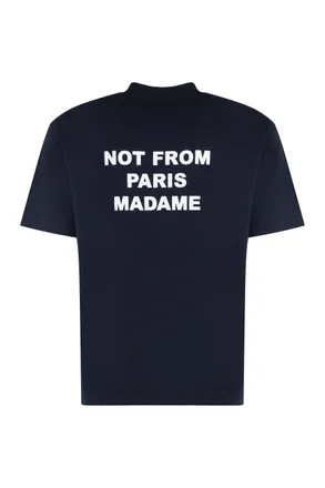 Dr&ocirc;le de Monsieur Slogan-Print Cotton T-Shirt - Navy