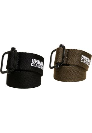 Urban Classics Industrial Canvas Belt 2-Pack black/olive S/M