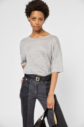 Gerard Darel T-shirt oversize en lin - GIORGIA - Gris Chin&eacute;