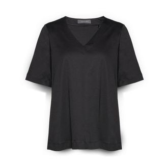 Elena Miro V-Ausschnitt Baumwoll-T-Shirt - - Tops - Damen - Schwarzk - M