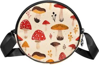 Generic Sac &agrave; bandouli&egrave;re rond rond pour femme, petit sac &agrave; bandouli&egrave;re champignon avec fermeture &eacute;clair, bretelles r&eacute;glables, d&eacute;contract&eacute; pour femmes et fill