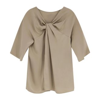 Max Mara Femme, Blouses et Chemises, Beige, Taille: 38 FR Blouse &agrave; col rond et dos nou&eacute;