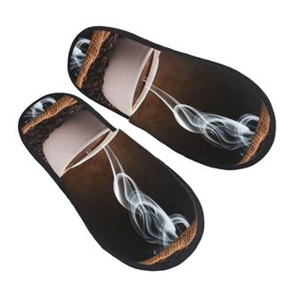 Generic Tasse De Caf&eacute; Chaud Sur Des Grains De Caf&eacute; Femme Homme Chaussons Peluche Slippers Respirantes Chaussures De Maison Pour Hiver Ext&eacute;rieur Automne L