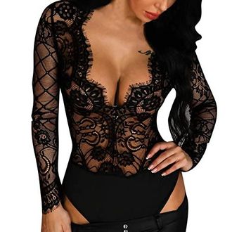 QWUVEDS Lingerie sexy femmes pour le sexe sous-v&ecirc;tements transparents soutien-gorge de sport femmes sous-v&ecirc;tements transparents dentelle noire brod&eacute;e maille t