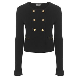 Elisabetta Franchi Femme, Pulls, Noir, Taille: 40 FR Cardigan Crois&eacute;