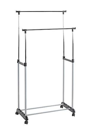 Haku M&ouml;bel Portant alu, chrom&eacute;, Noir, Plastique, m&eacute;tal - Dim.: L 80 cm x H 96-165 cm x P 42 cm, Style: Modern