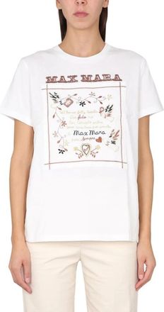 Max Mara Femme, Tops, Beige, Taille: 42 FR T-Shirt en Coton Brod&eacute;