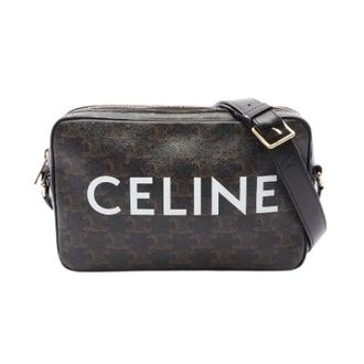 Celine Sac bandouli&egrave;re en toile enduite PVC et cuir Triomphe Pre-owned - Homme - Pre-owned - Noir - Taille: ONE Size