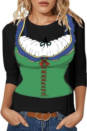Generic Chemise Oktoberfest 2025 pour femmes et hommes - Costume dHalloween unisexe &agrave; manches longues thermiques pour femmes, Noir, M