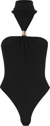 Elisabetta Franchi Femme, Tops, Noir, Taille: 38 FR Bodysuit &agrave; col montant