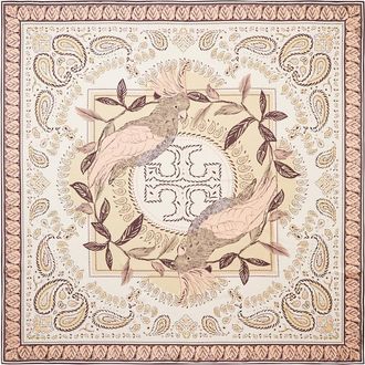 Tory Burch Damen Quadratisches Bandanatuch aus Seide mit Kakadu-Print