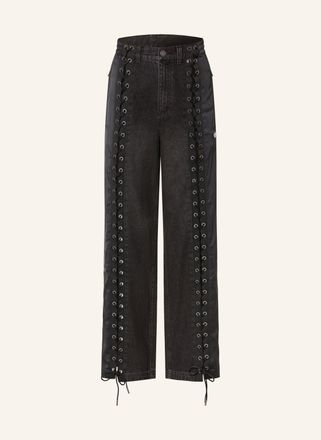 adidas Originals Adidas Originals Wide Leg Jeans Denim Firebird Im Materialmix schwarz