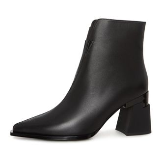 Cesare Gaspari Architektur Absatz Leder Kn&ouml;chelstiefel - Schwarz - - Shoes - Damen - Schwarzk - 38 EU