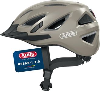 ABUS Stadthelm Urban-I 3.0 - Fahrradhelm mit R&uuml;cklicht, Schirm und Magnetverschluss - f&uuml;r Damen und Herren - Grau Gl&auml;nzend, Gr&ouml;&szlig;e L