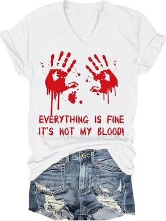 Generic T-shirt imprim&eacute; &agrave; manches courtes et col rond pour femme, rouge past&egrave;que, 3XL