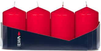 Sigro 4 St&uuml;ck Stumpenkerzen, 9 x 5 cm, rot