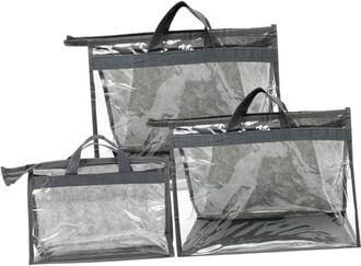Garneck 3 pi&egrave;ces Lot Transparents Anti-poussi&egrave;re avec Fermeture &Eacute;clair et Poign&eacute;e Organisateur Suspendu pour Sac &agrave; Main Rangement Pratique pour Cabas Femme