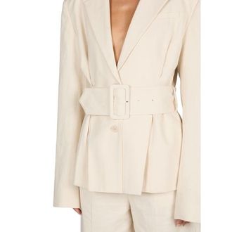 Rotate Blazer &agrave; d&eacute;tail de ceinture en lin et coton