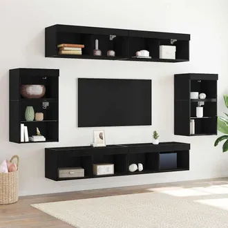 vidaXL Vidaxl - Centro Di Intrattenimento 8 Pcs Rovere Nero 40 X 28.5 X 40 Cm