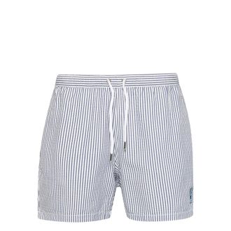 Maison Labiche Lobster Striped Seersucker Swim Shorts