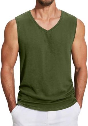 Generic Débardeur pour homme, t-shirt sans manches, coupe classique, col en V, sans manches, débardeur de sport, couleur unie, débardeur de gym, course à pied