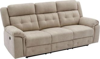Vente-Unique Vente-Unique - Canap&eacute; relax 3 places &eacute;lectrique en microfibre beige - M&eacute;canisme de relaxation ajustable - Structure bois et m&eacute;tal - Longueur 223 cm