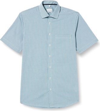 Seidensticker Mens Regular Fit Kurzarm Hemd Shirt, Türkis, 38