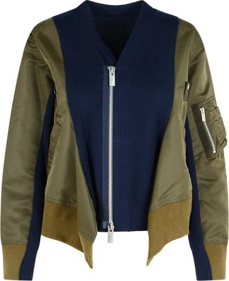 sacai Veste de m&eacute;lange de coton vert sacai