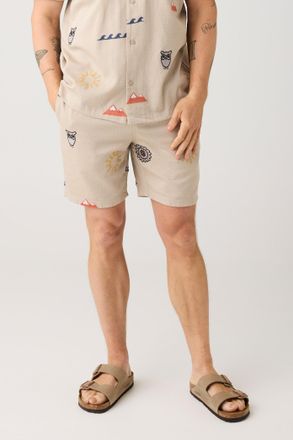 Knowledge Cotton Apparel Herren vegan Shorts Fig Lose Stickerei Leichte Feder Grau