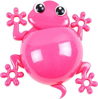 DOITOOL Zahnbürstenhalter, niedlicher Cartoon-Frosch, für Kinder, Zahnbürste, Zahnpasta, Wandmontage, Saugnapf, Badezimmer- (Rosarot)