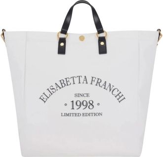 Elisabetta Franchi unisex, Sacs, Blanc, Taille: ONE Size Canvas Tote