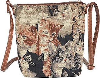 SIGNARE Tapisserie Siganre Petit sac &agrave; bandouli&egrave;re Femme, Small Cross Body Bag, Sling Bag (Chattes)