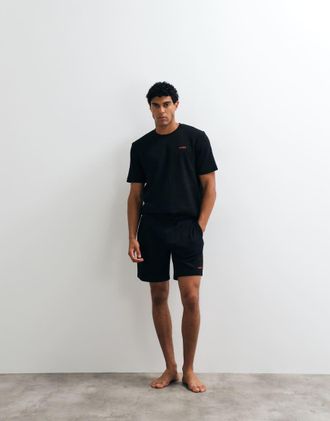 HUGO BOSS HUGO Red - Austin - Loungewear-Shorts in Schwarz mit Waffelstruktur, Kombiteil