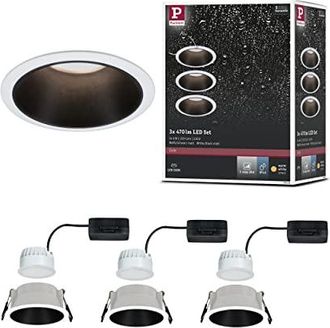 Paulmann 93402 LED spot encastré Cole rond incl. 3x6,5 watts gradable Projecteur encastré Blanc, Noir mat Lampe encastrée plastique, Alu zinc Spot pour plafond