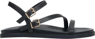 Estro & Luminara Femme, Chaussures, Noir, Taille: 39 EU Sandales en cuir &agrave; fines brides