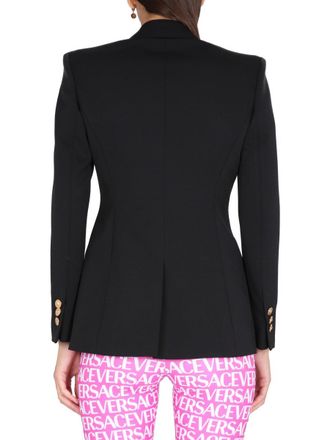 Versace Single-Breasted Virgin Wool Blazer - Black