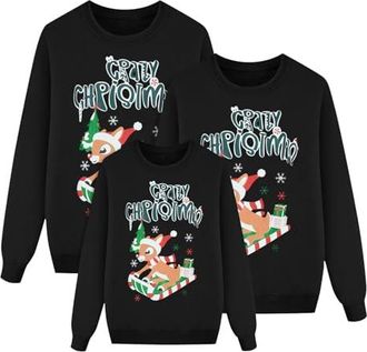 Generic Pull de Noël assorti avec motif renne de Noël - Pull à manches longues et col rond - Pour homme et femme, Zm Noir, 4-5 ans
