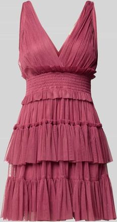 Lace & Beads Cocktailkleid im Stufen-Look mit V-Ausschnitt