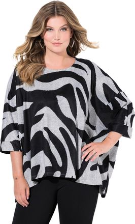 Miamoda Damen große Größen Übergrößen Plus Size Pullover, Oversized, Zebramuster, 3/4-Ärmel schwarz 54+ 836919100-54+