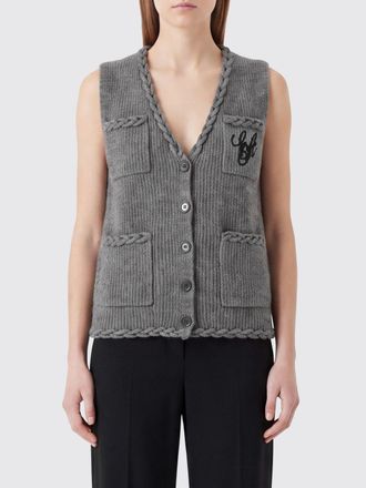 Emporio Armani Gilet en laine vierge et yak &agrave; motif monogramme jacquard