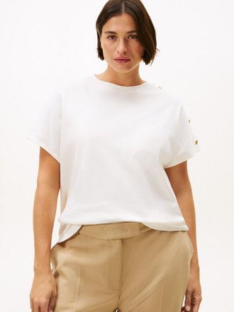 Tommy Hilfiger Kurzarmshirt CRV GOLD BUTTON SS TEE in gro&szlig;en Gr&ouml;&szlig;en