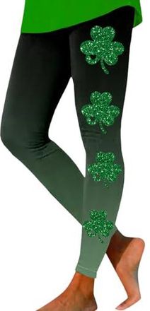Generic Costume de St Patrick pour femme - Legging doux et doux pour la Saint-Patrick - Trèfle irlandais - Collants de gym et de yoga - Trèfle de Noël - Taill