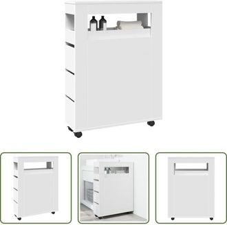 vidaXL vidaXL Holzschrank - Badschrank Schmal mit Rollen Wei&szlig; Holzwerkstoff