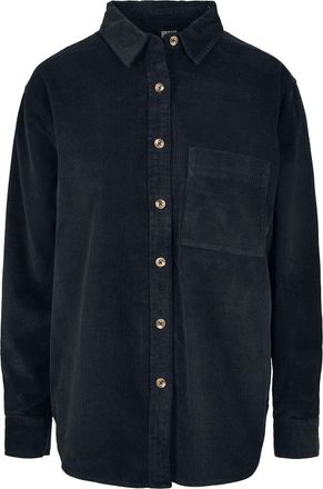 Urban Classics Damen Ladies Corduroy Oversized Shirt Hemd, Black, XXL