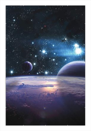 Wallario Wandbild - Planeten im Weltall in Premiumqualität, Poster mit rahmenlosen Bildhalter, Größe: 61 x 91,5 cm