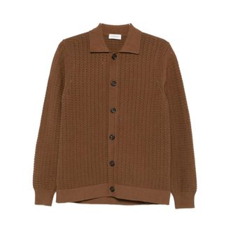Paolo Pecora Homme, Pulls, Brun, Taille: L Diagonal Stitch Cardigan