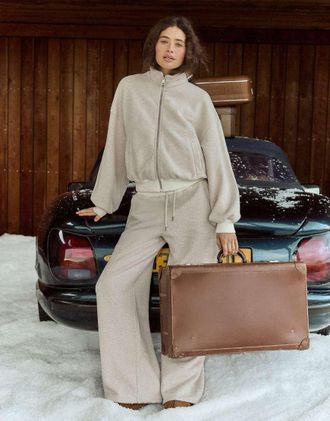 4th & Reckless Pantalon de jogging densemble ample d&eacute;contract&eacute; &agrave; taille &eacute;lastique en coton m&eacute;lang&eacute; - Gr&egrave;ge chin&eacute;-Gris